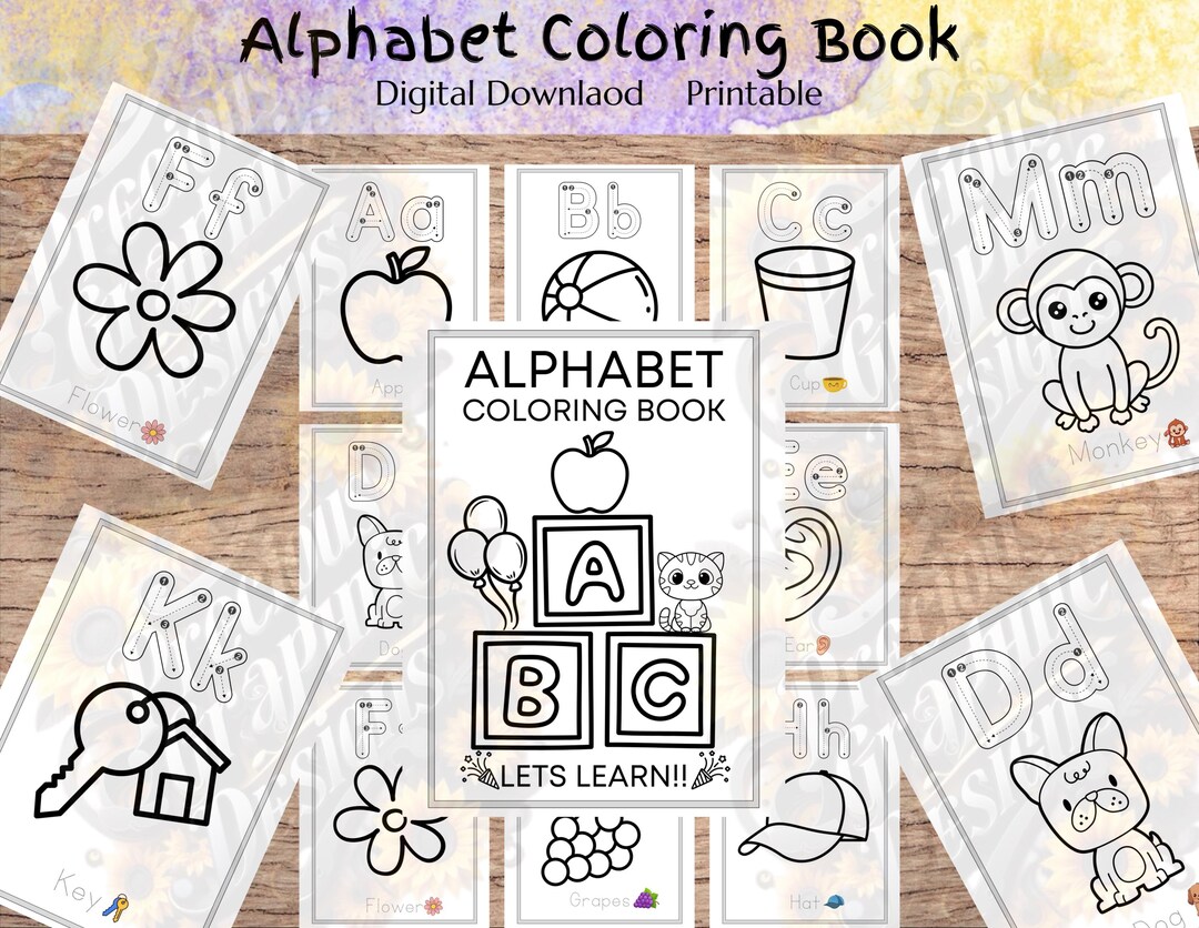 Printable Alphabet Coloring Book | Kids ABC Flashcards | Digital ...