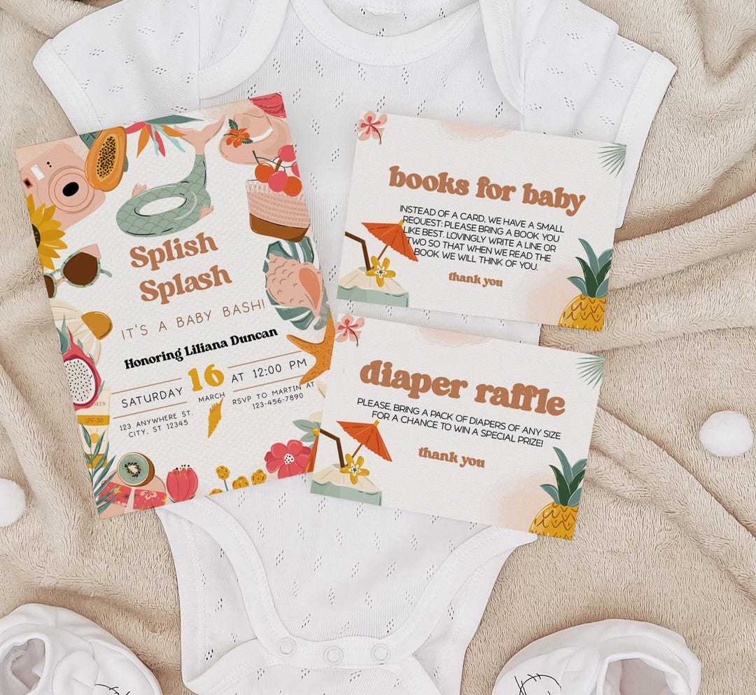 Splish Splash Baby Shower Invitation Set: Pool Party Theme (digital ...