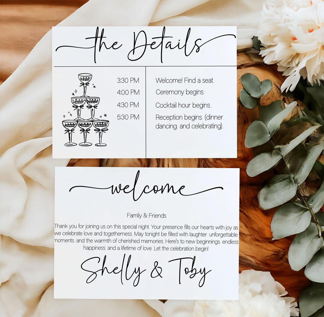 Minimalist Wedding Welcome Bag Note | Editable Corjl Template, Elegant ...