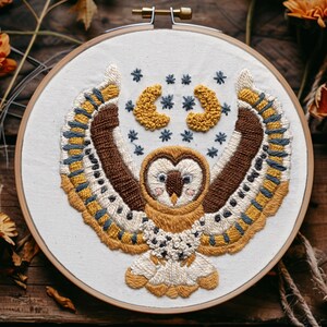 Owl Hand Embroidery, Embroidery Design Fall, Embroidery Napkin Pattern ...