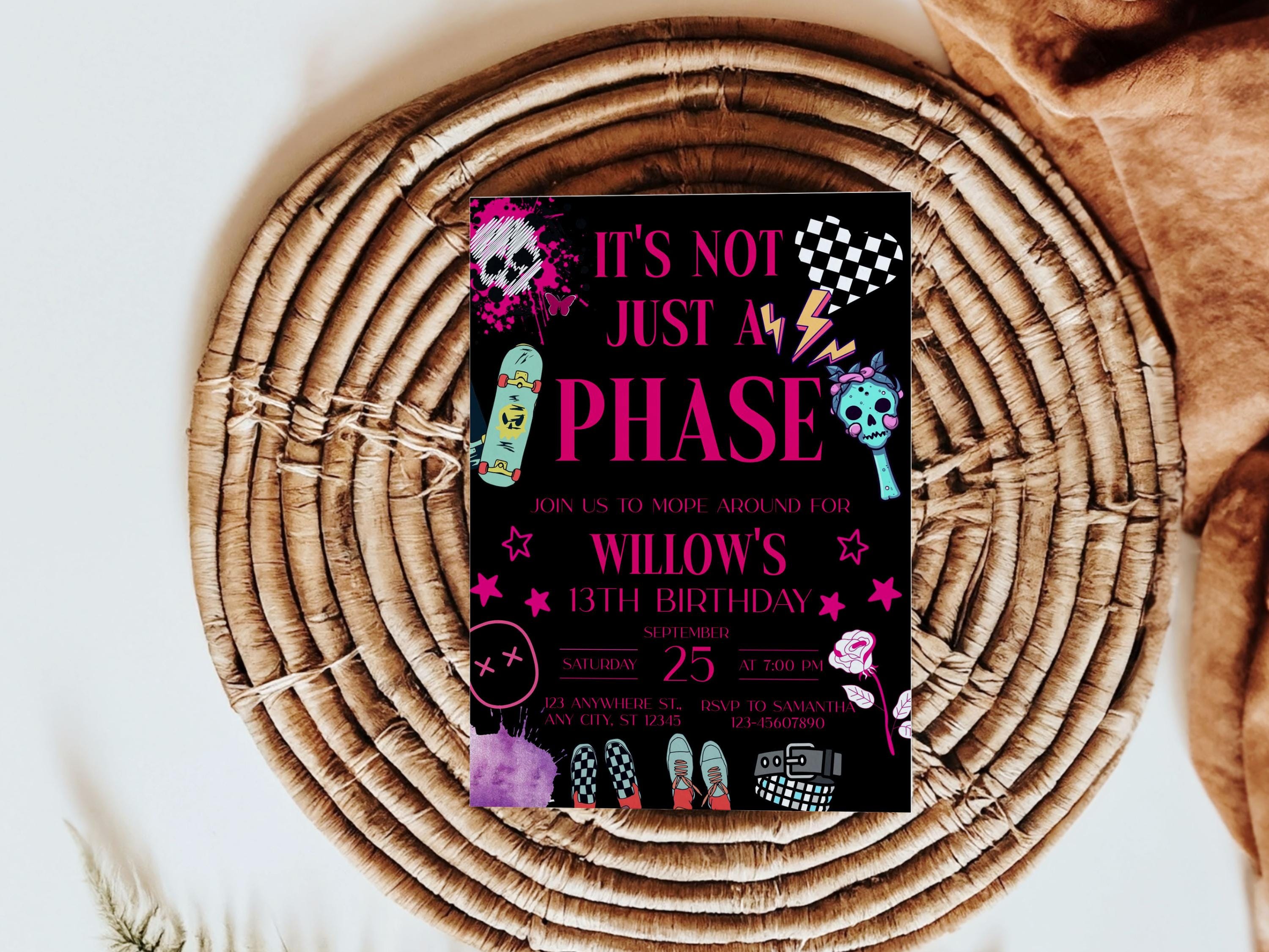 Emo Goth Birthday Invitation Bundle: Editable Corjl Template (digital ...