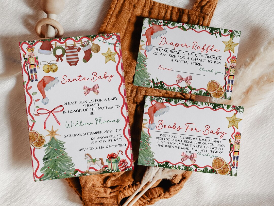 Santa Baby Shower Invitation Set: Gender Neutral Holiday Theme ...