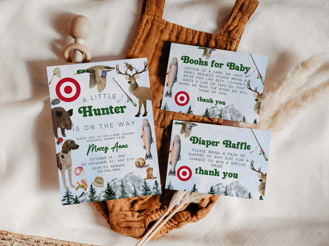 Rustic Hunting Baby Shower Invitation Set (editable Template) - Etsy