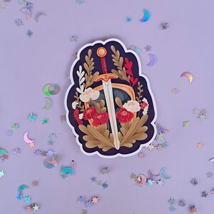 Sword Sticker | Fantasy Dnd Decal | Floral Sword Art | Bookish Water ...