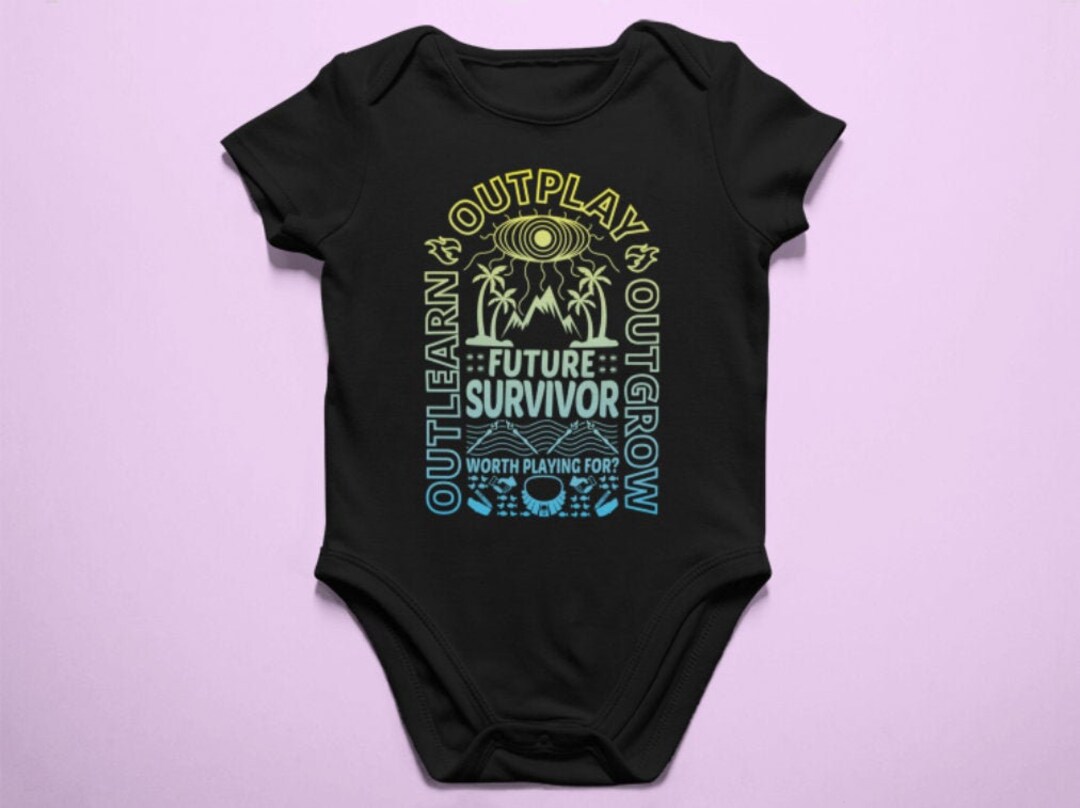 Survivor TV Show Retro Baby Onesie | Outlearn, Outplay, Outgrow | Kids ...