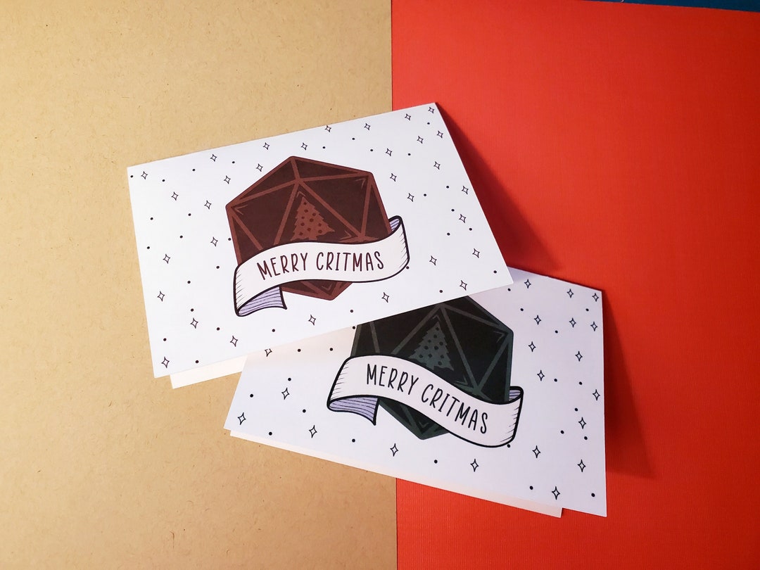 D20 "merry Critmas" Christmas Tree Cards | Dnd Cards, Nerdy Gift ...