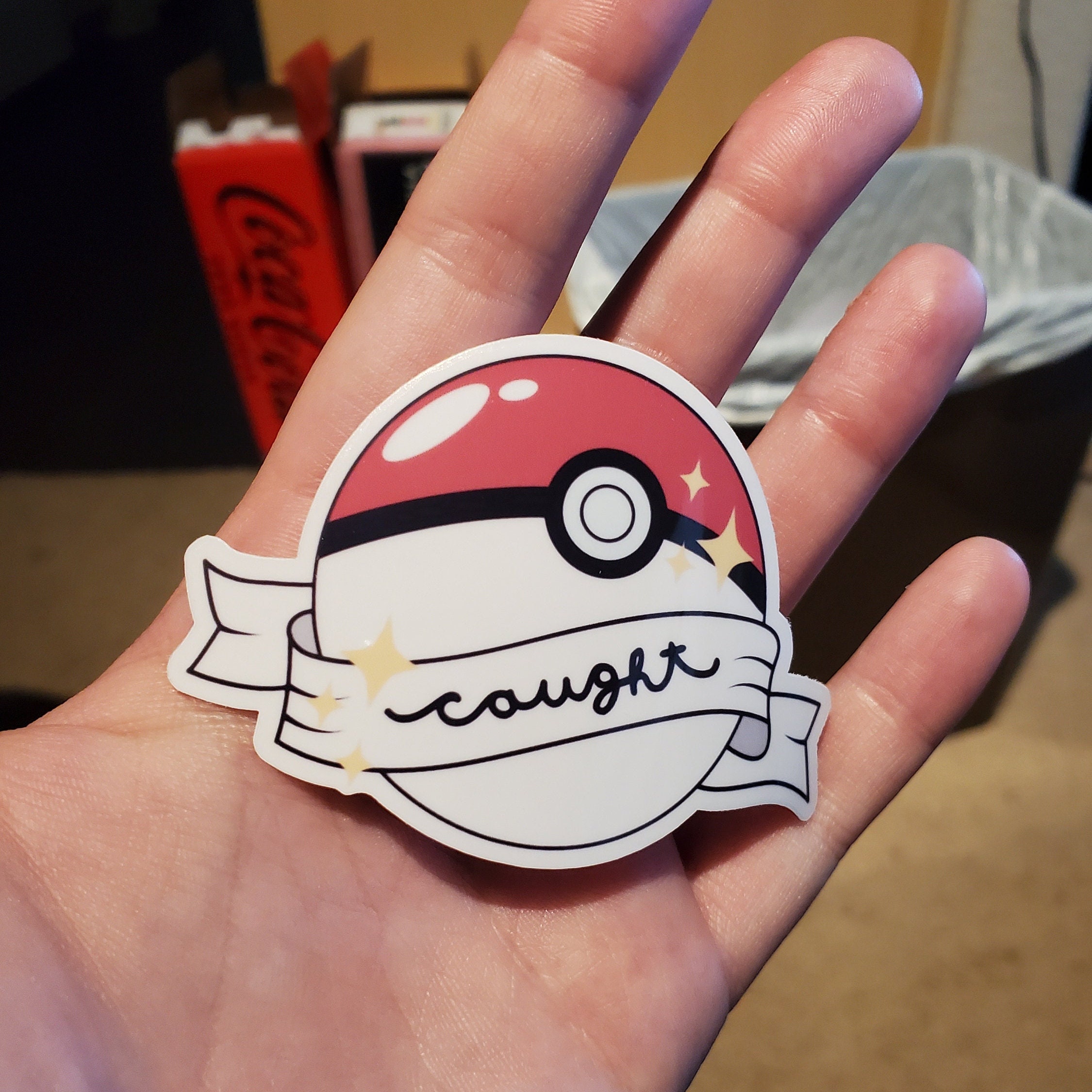 Pokemon caught Vinyl Sticker Pokemon Sticker - Etsy