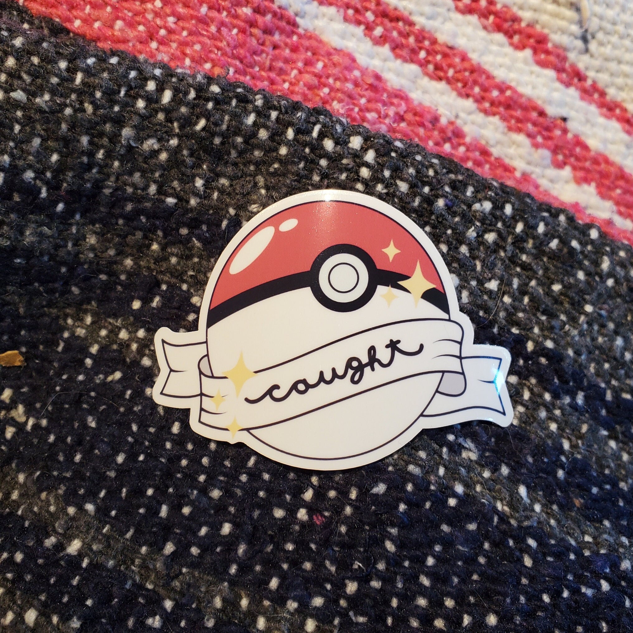 Pokemon caught Vinyl Sticker Pokemon Sticker - Etsy