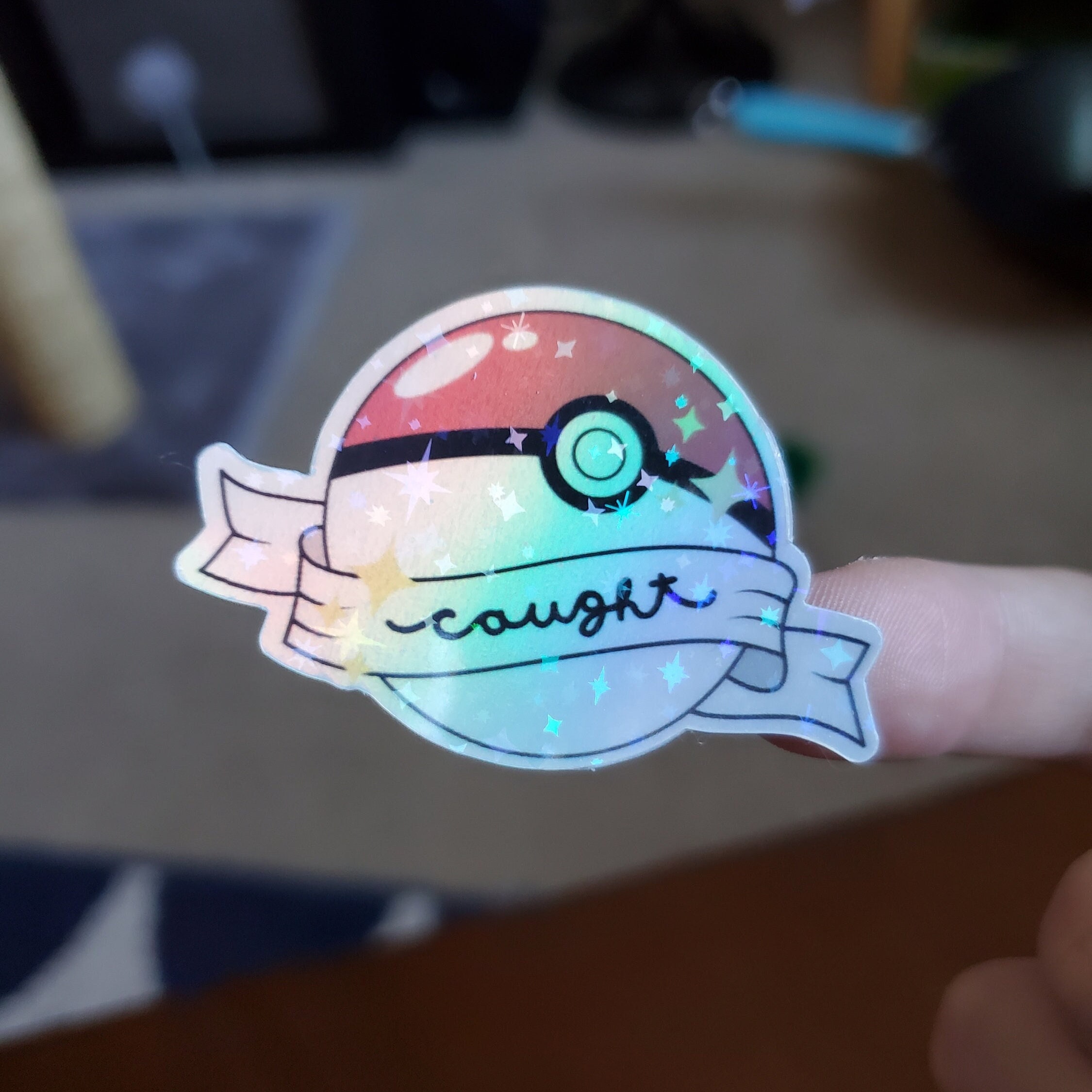 Pokemon caught Vinyl Sticker Pokemon Sticker - Etsy