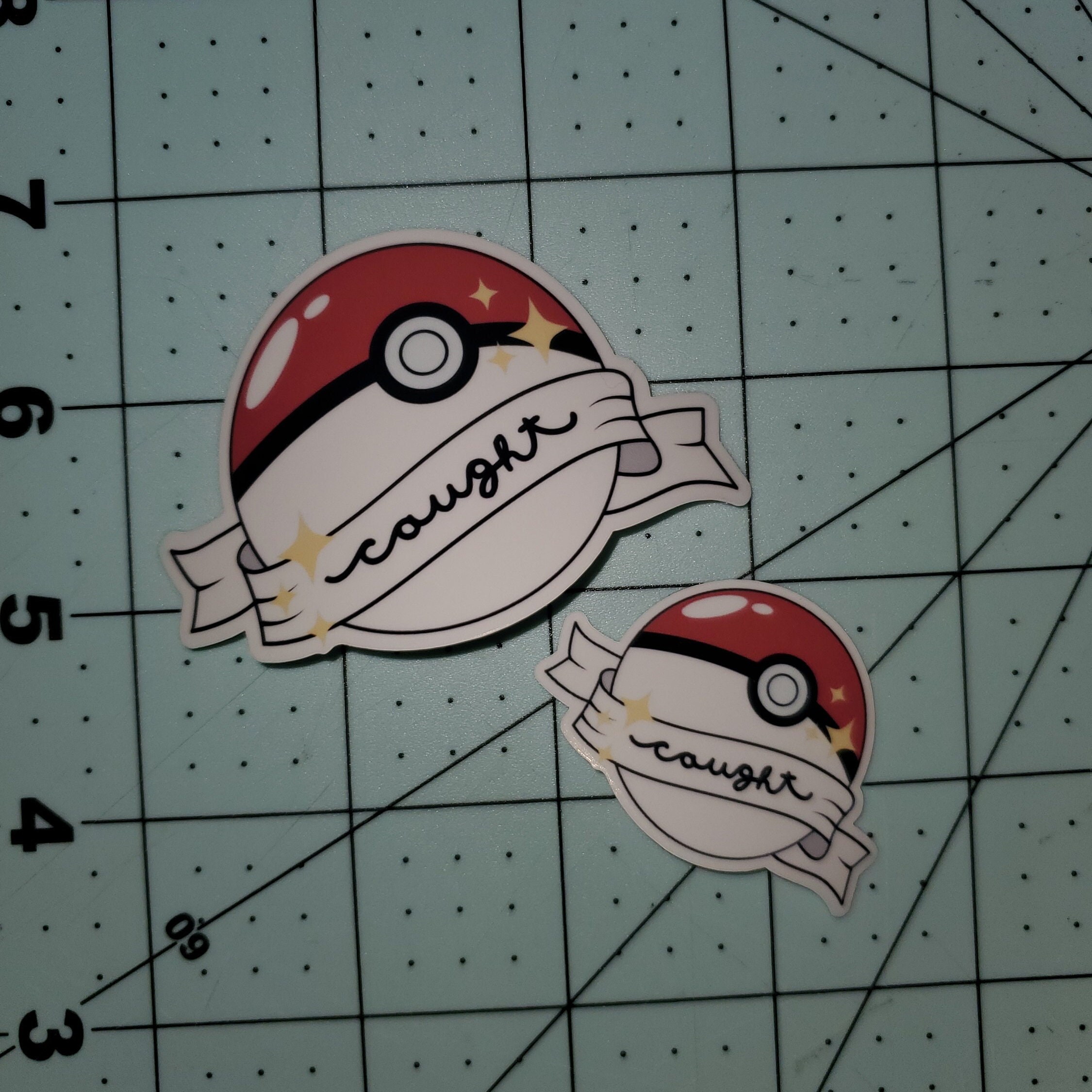 Pokemon caught Vinyl Sticker Pokemon Sticker - Etsy