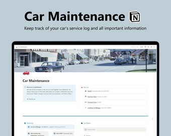 Notion Car Dashboard - Etsy