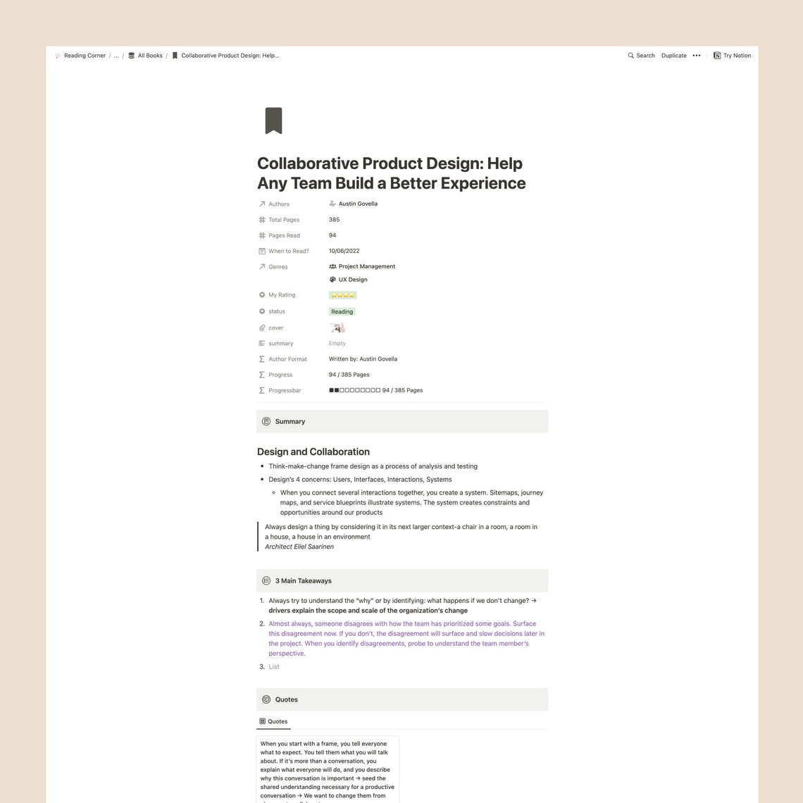 Notion Template Reading Corner Notion Book Tracker Notion - Etsy Canada