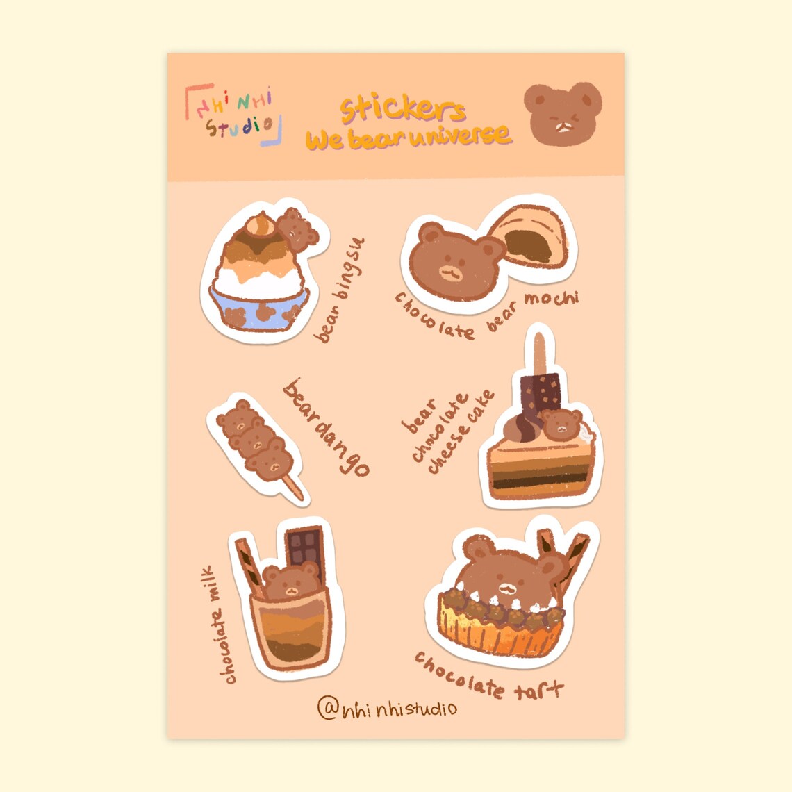Cute Bear Sticker Sheets | Brown Bear Sweet Shop Sticker Illustration ...