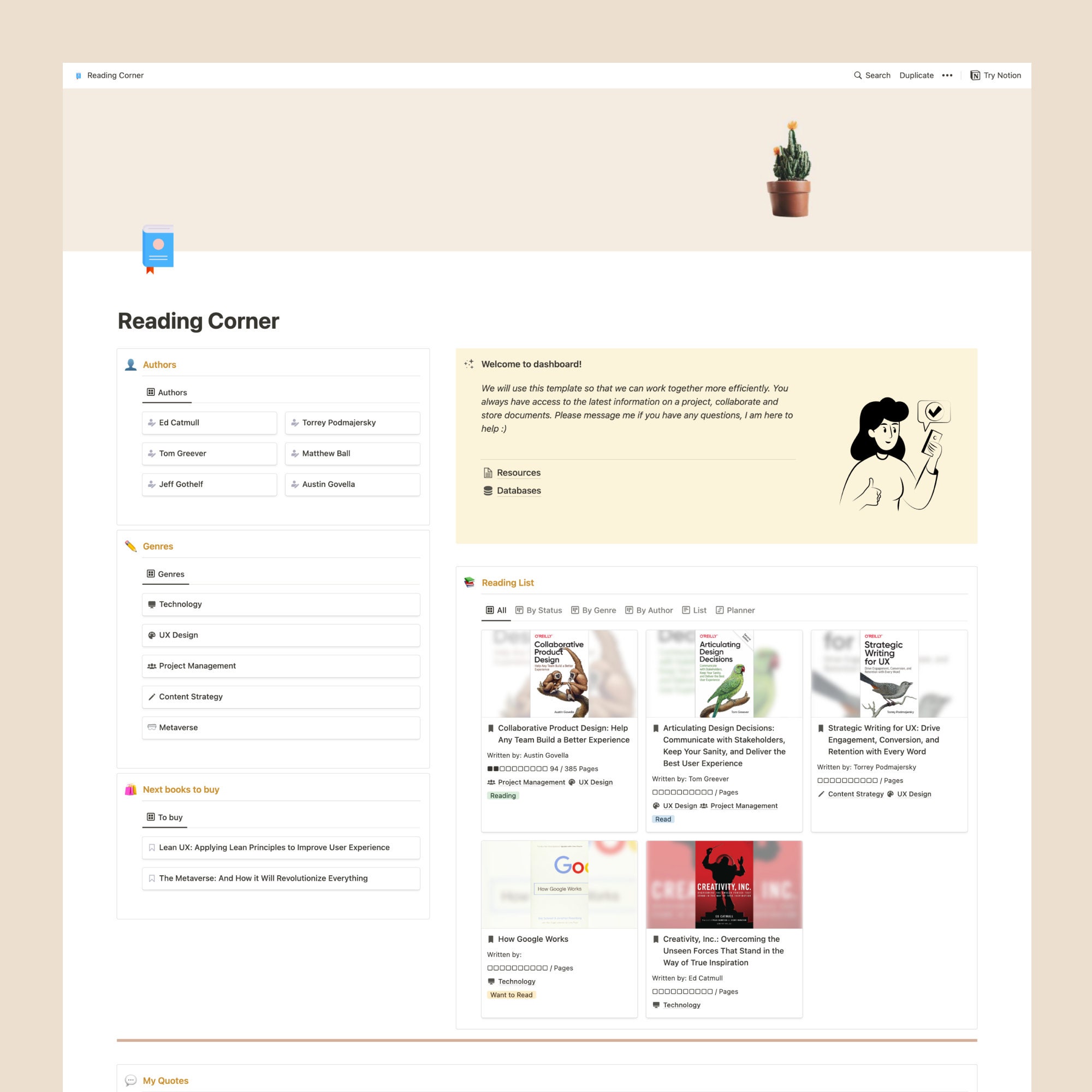 Notion Template Reading Corner Notion Book Tracker Notion - Etsy Canada