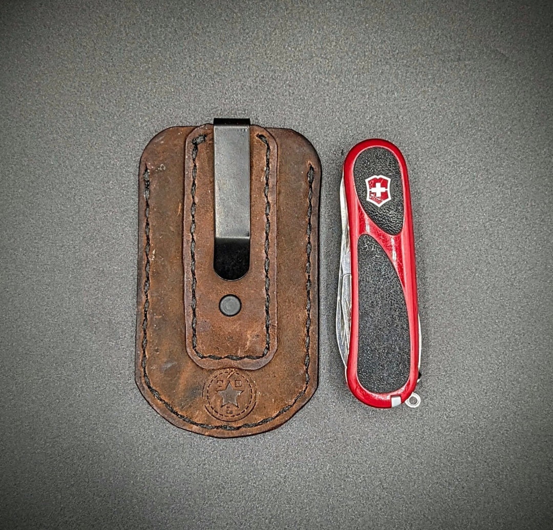 SEMI CUSTOM Leather Deep Carry Pocket Knife Slips for Large Swiss Army ...