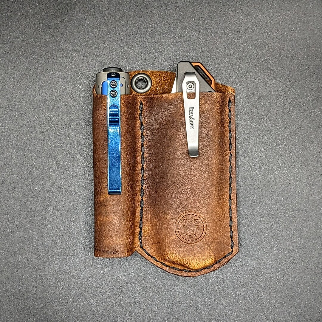 EDC Leather Pocket Wallet/organizer for Multi-tool or Large Pocket ...