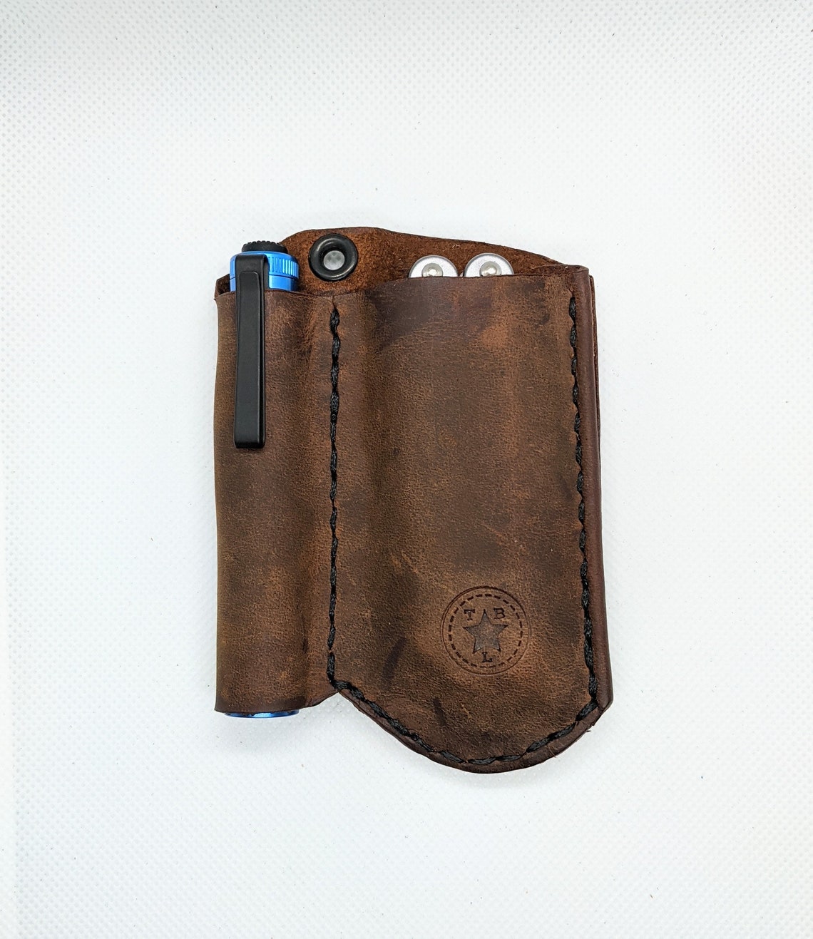 EDC leather pocket wallet/organizer for multi-tool or large | Etsy