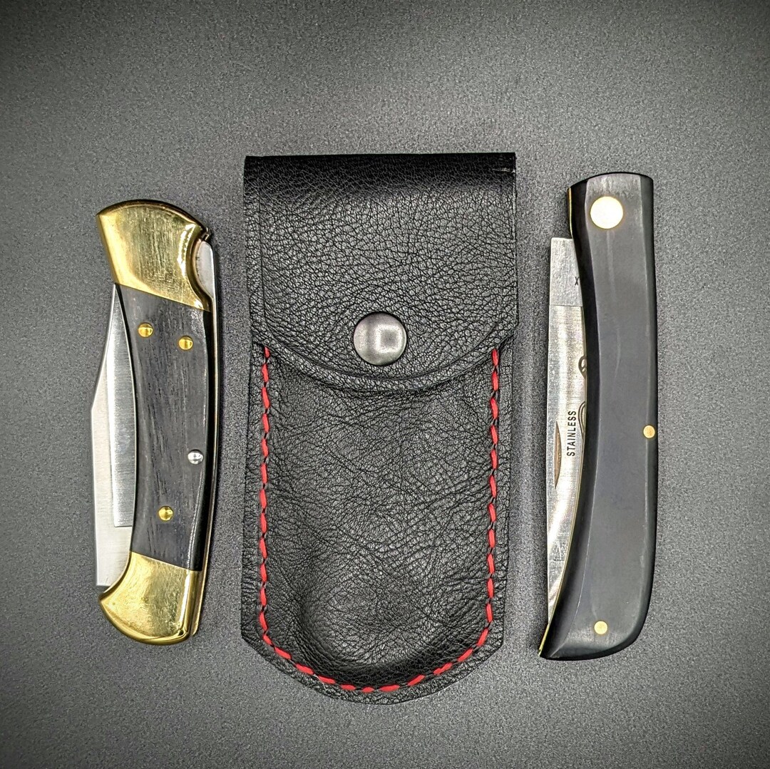 Belt Clipped Leather Knife Sheath With Snap Closure for Case Sod Buster ...