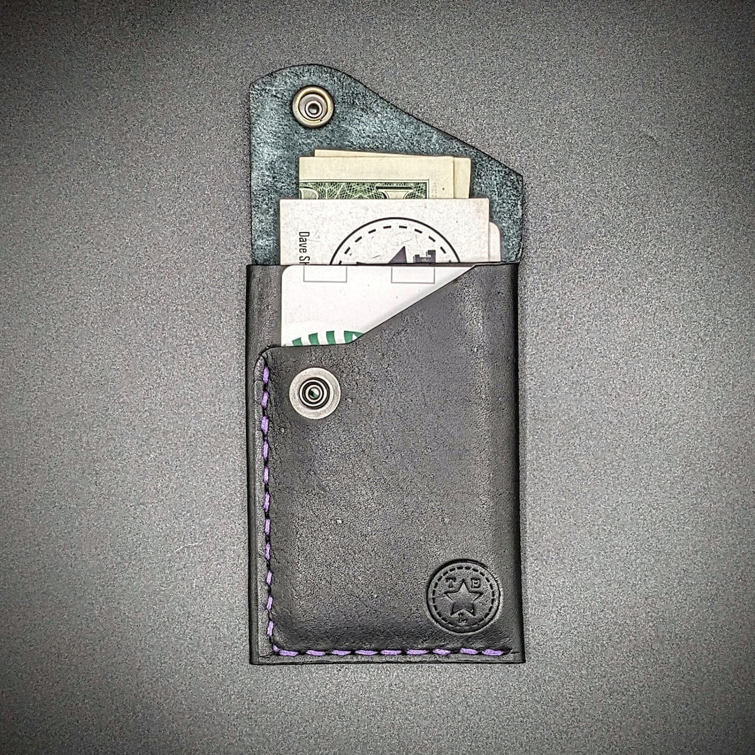 The Night Out - Leather Pocket Card Wallet With Metal Security Snap ...