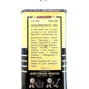 Vintage Archer Household Oil 4oz Can - Etsy