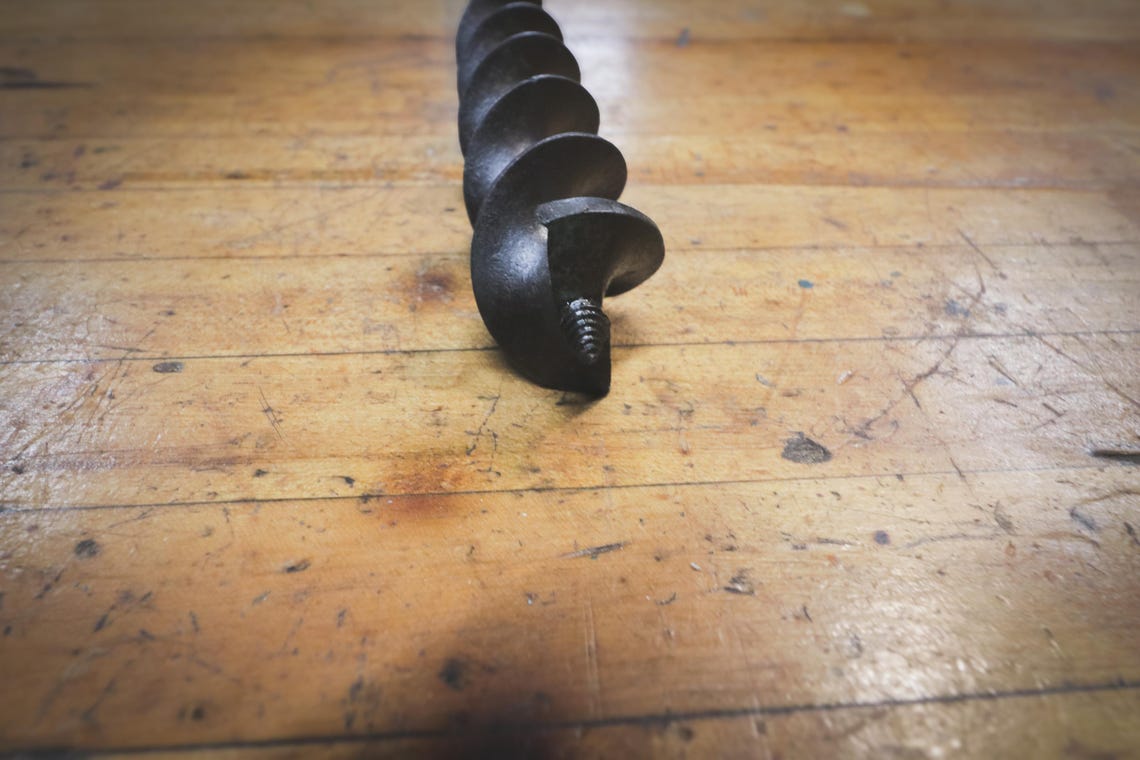 Antique T Handle Barn Beam Drill, Wood Hand Auger Primitive Tool ...