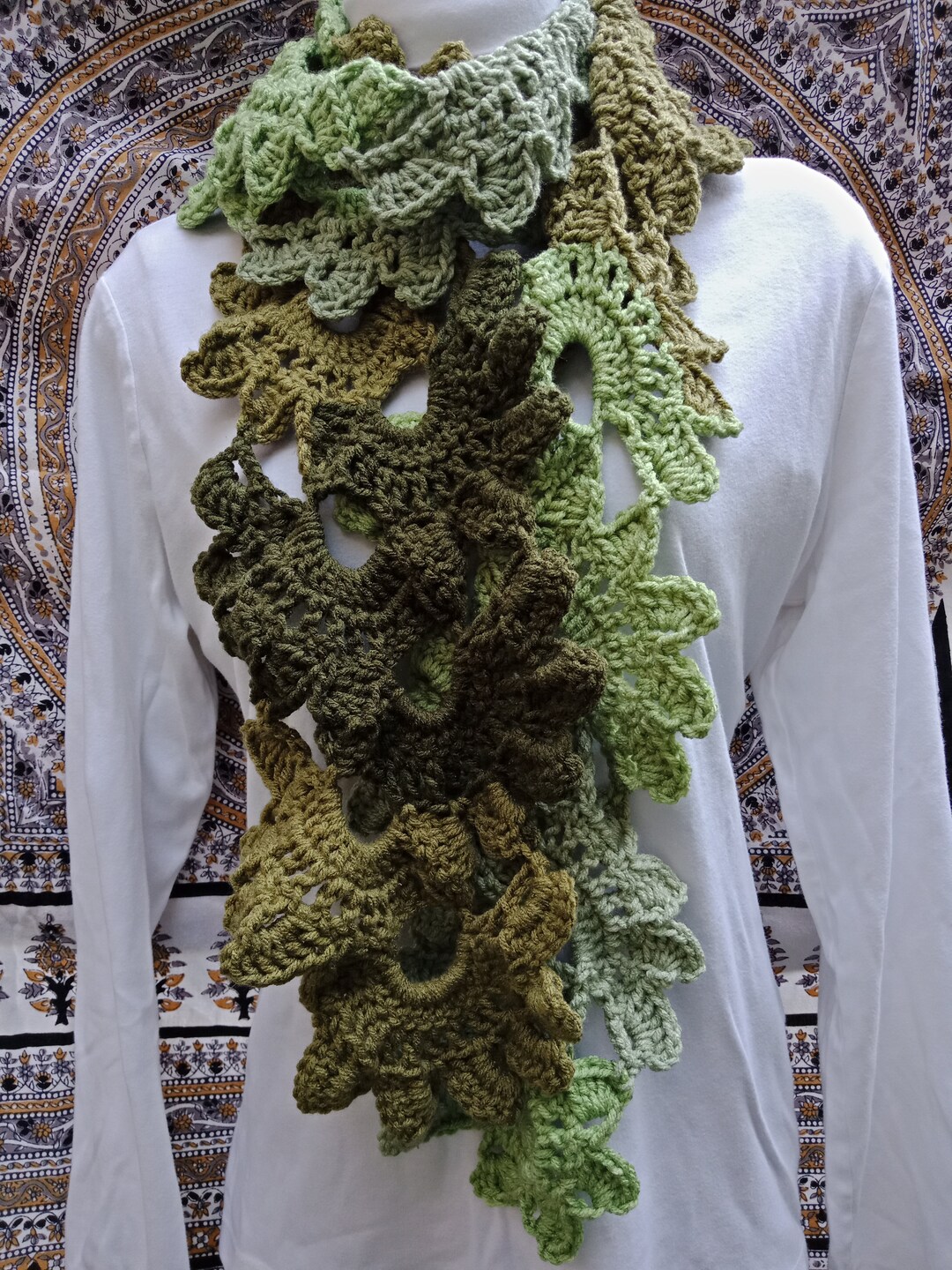 Crochet Multicolor Scarf | Lotus Flower Lace Knit Shawl | Cozy Trendy ...