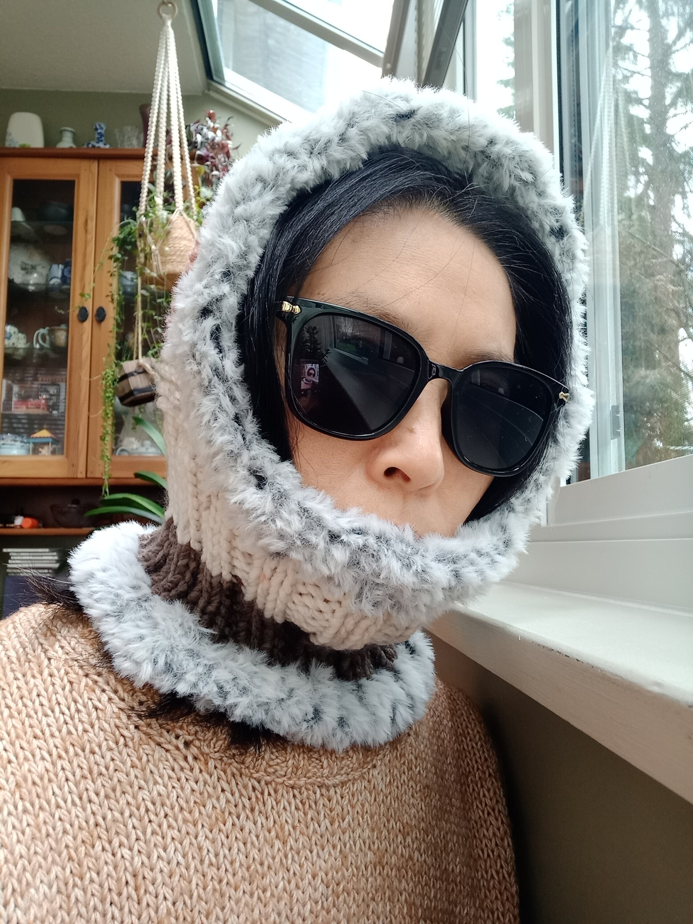 Knit Balaclava Ski Mask | Adult Women's Winter Hood | Blue Purple ...
