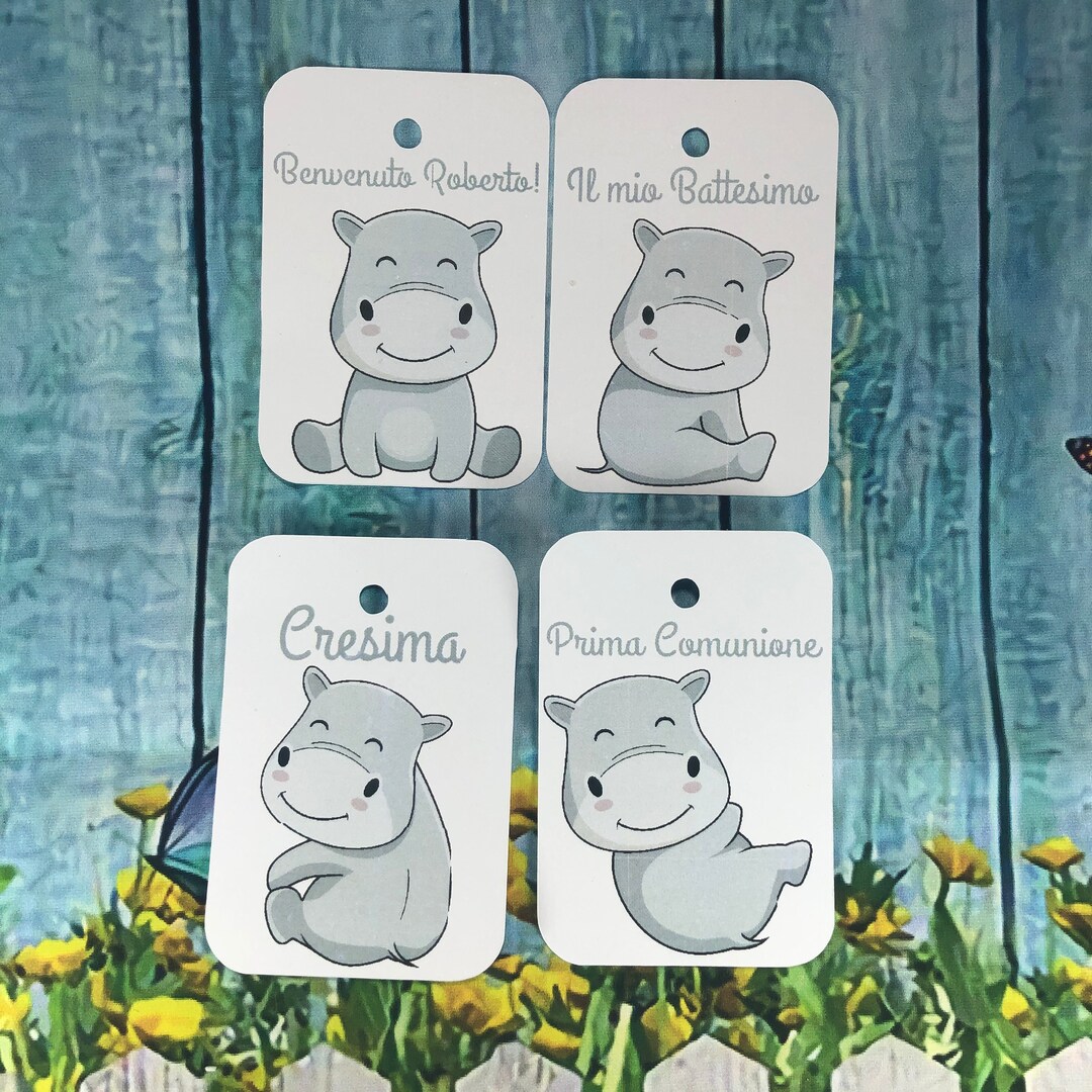 10 etiquetas etiquetas personalizadas tarjetas de hipopótamo favores ...