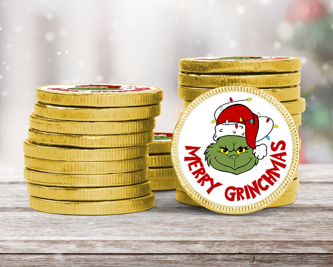 Personalized Grinch Christmas Chocolate Coins With the Phrase ...