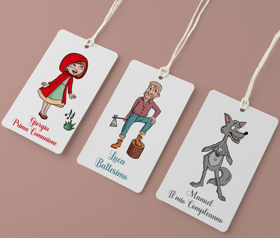 12 Personalized Card Tags 8 Designs Little Red Riding Hood Baptism ...