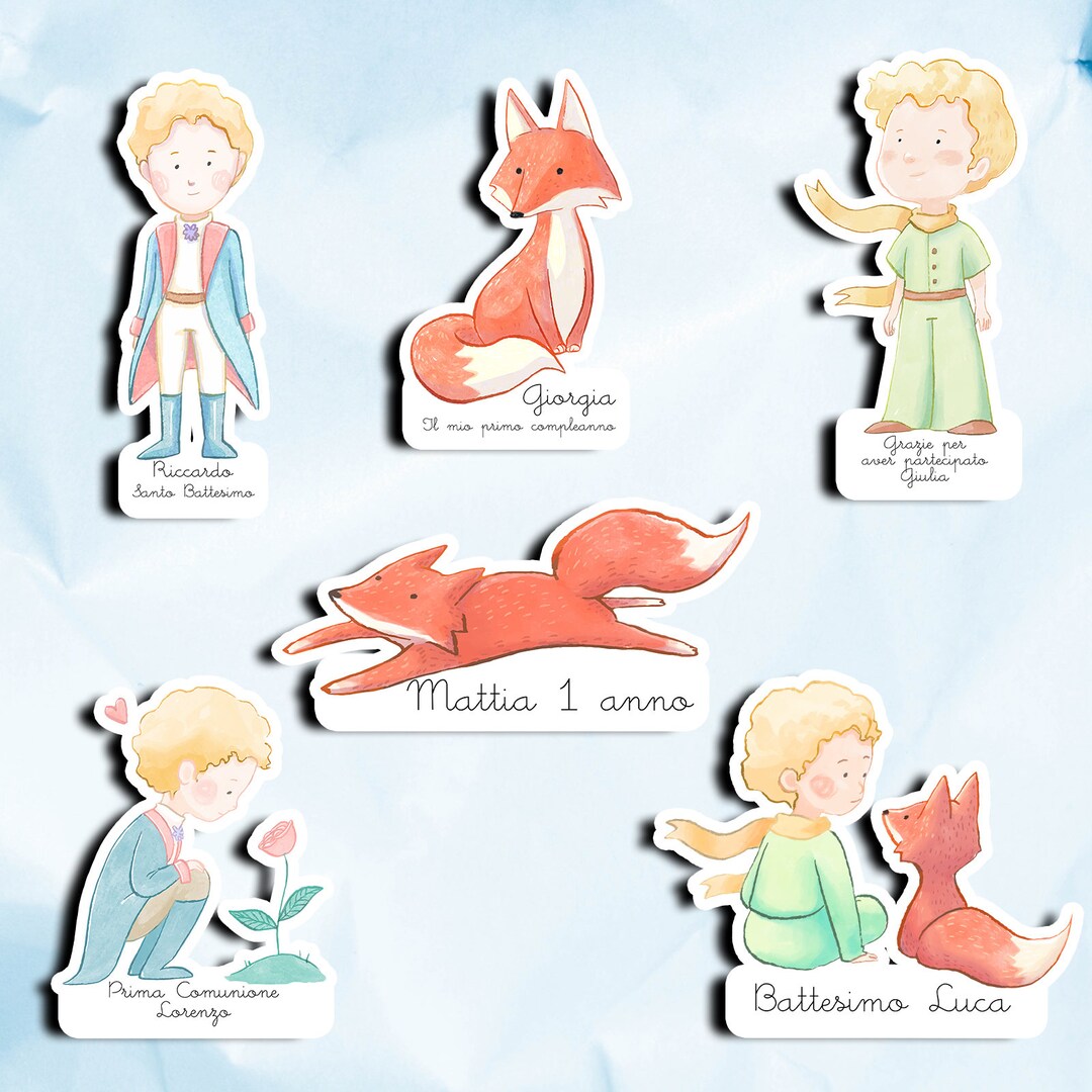 12 Adhesive Labels Shaped Stickers Little Prince Personalized With Name ...