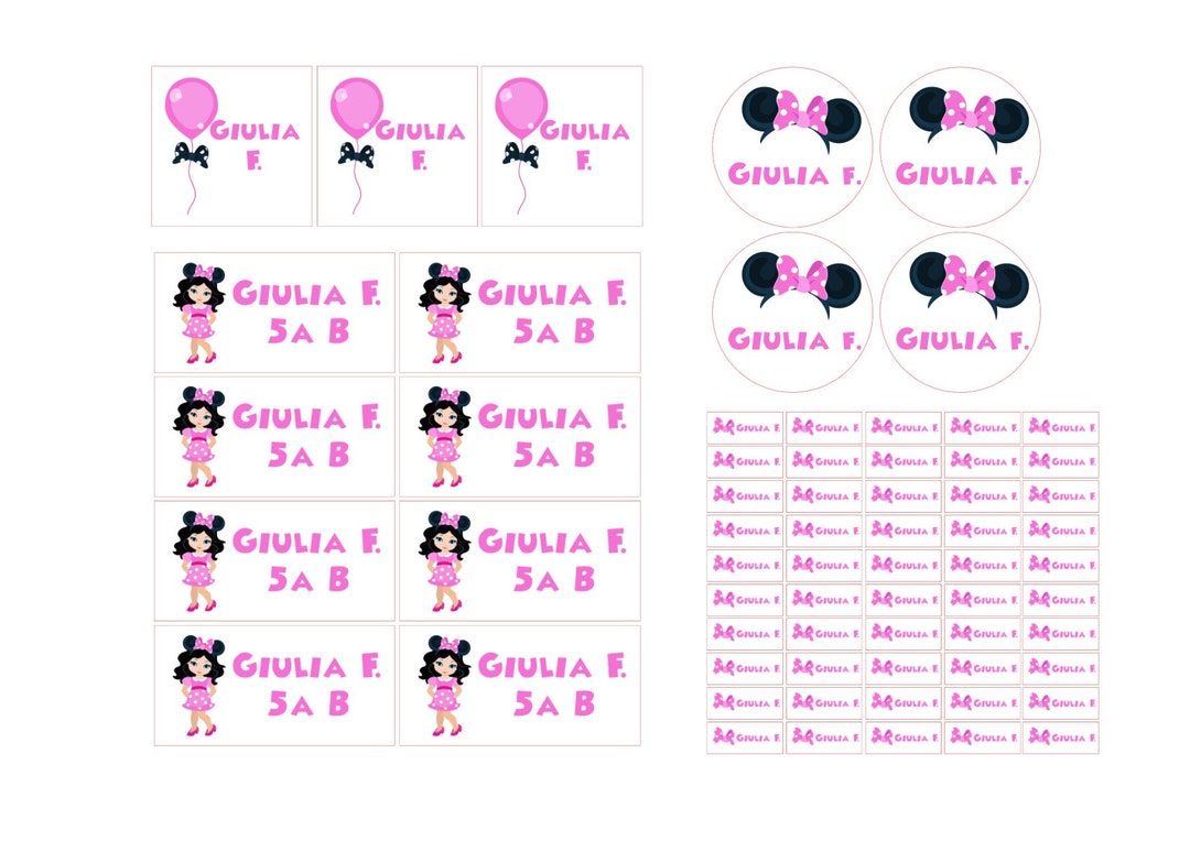 Set of Personalized Mickey Mouse School Adhesive Labels With Name for ...