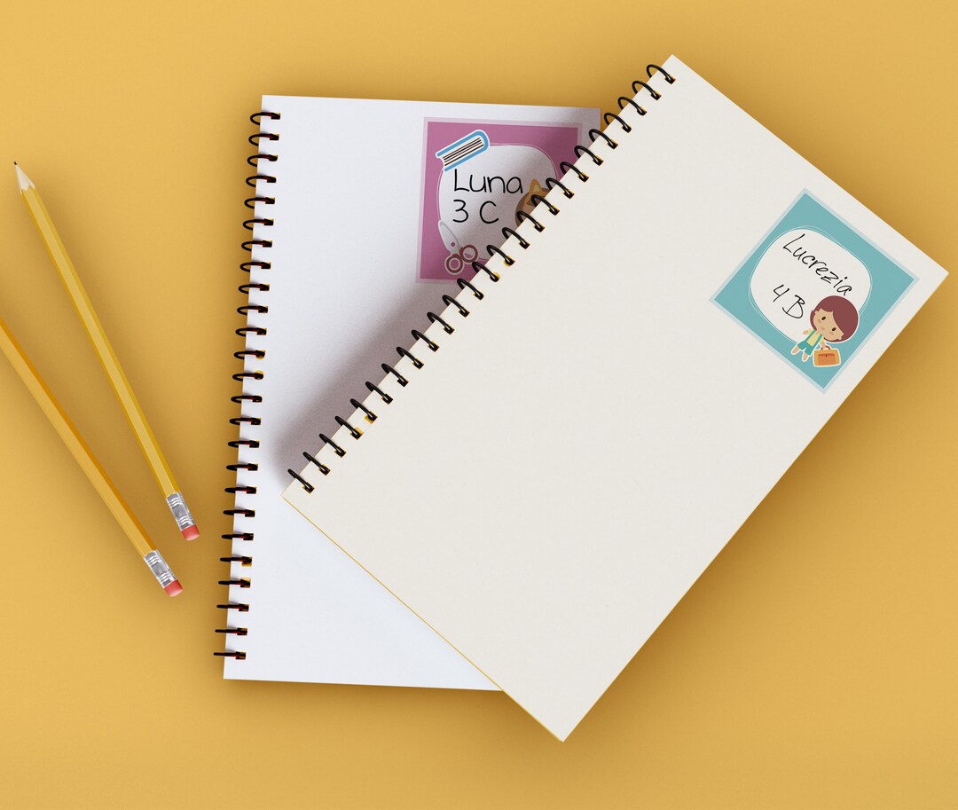 14 School Adhesive Labels With Drawings and Personalized With Name and ...