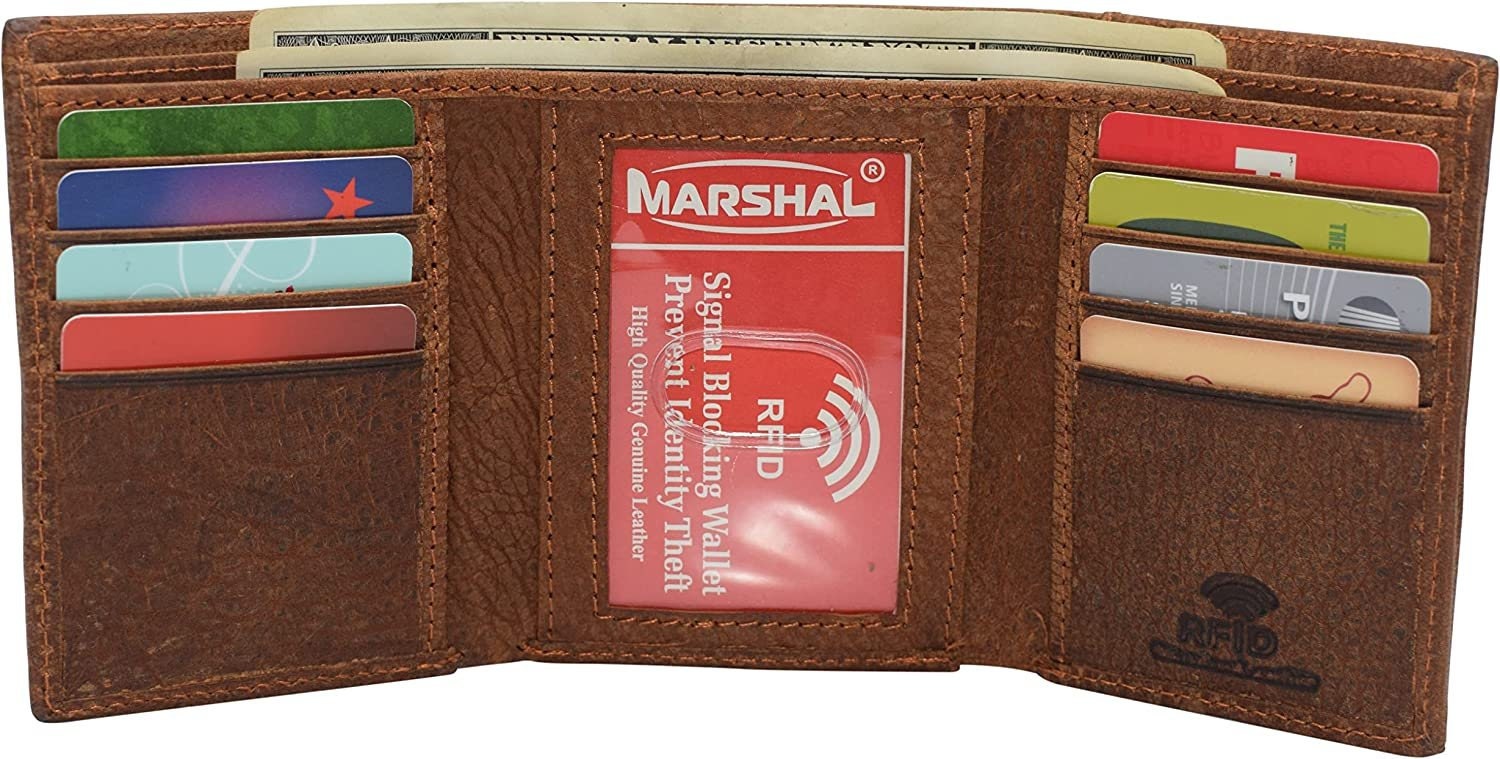 Swiss Marshall RFID Blocking Men's Motorcycle Genuine Leather Bifold ...