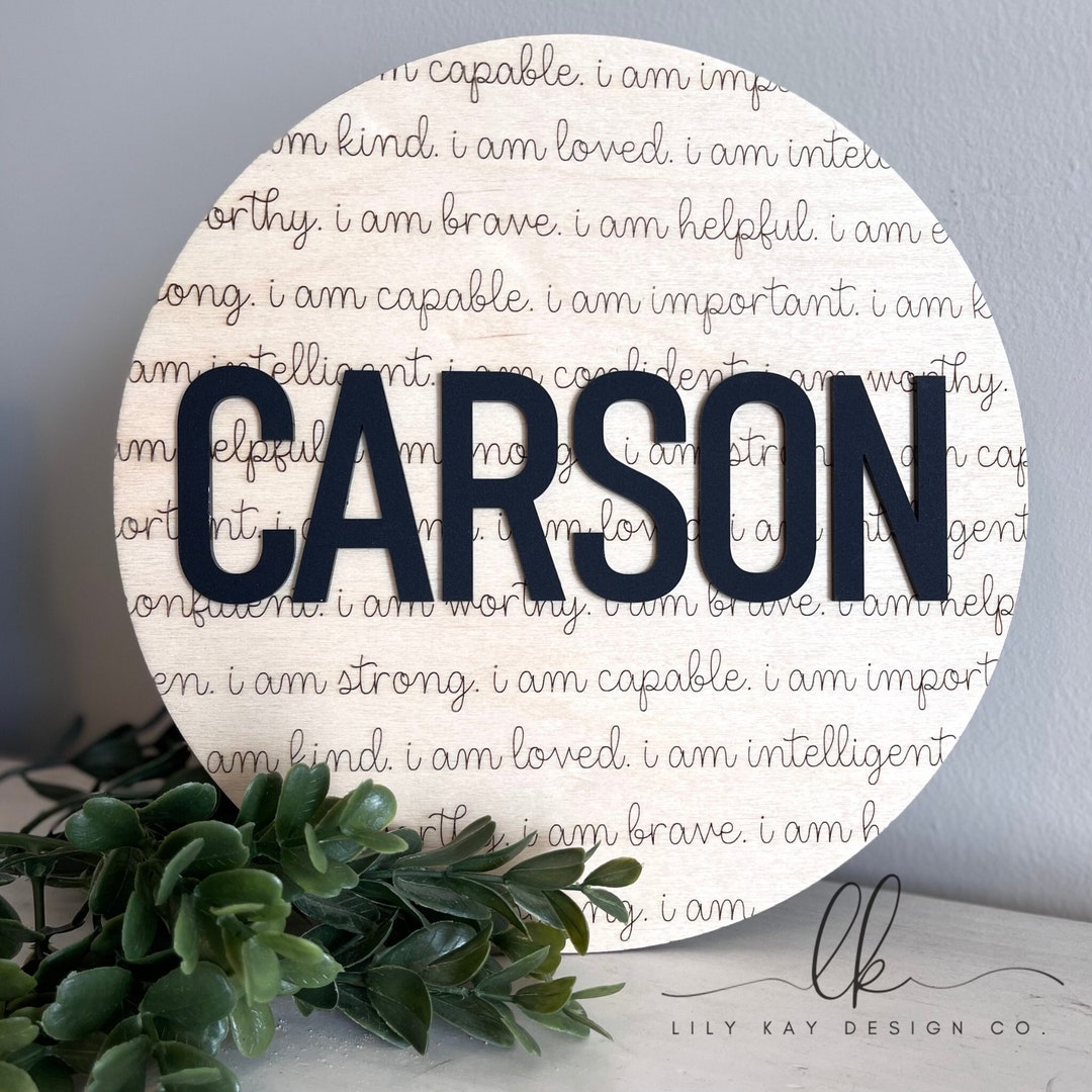 Kids Affirmation Sign With Name I Am Affirmation Nursery Name Sign ...