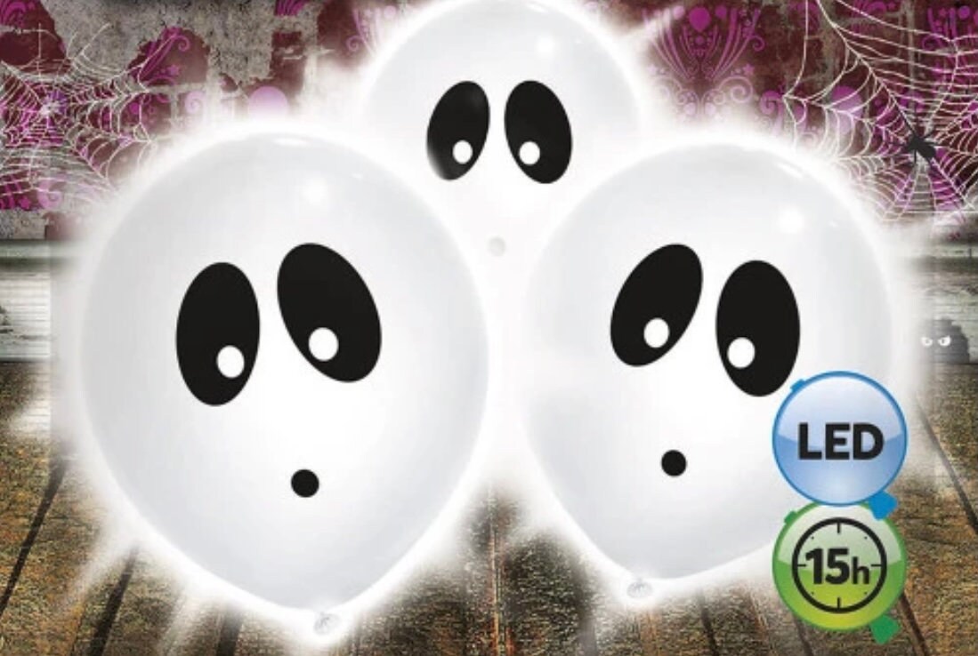 9 Ghost LED Light up Balloon 3 PK, Ghost Balloon, Halloween Party Decor ...