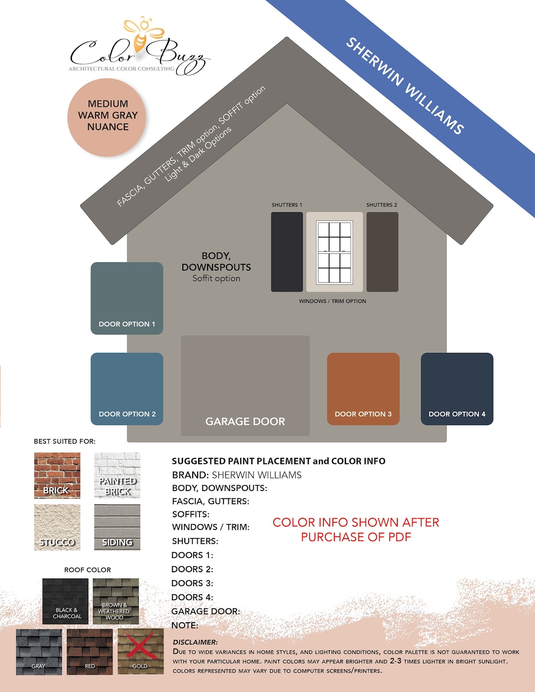 Exterior Paint Color Scheme SHERWIN_WILLIAMS Warm Medium Gray - Etsy