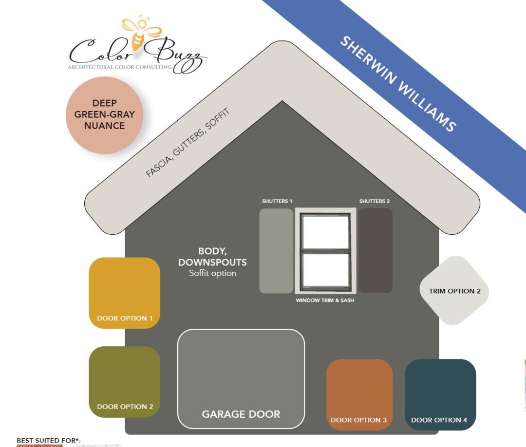 DEEP GREEN-GRAY Home Color Palette for Exterior - Sherwin-williams ...