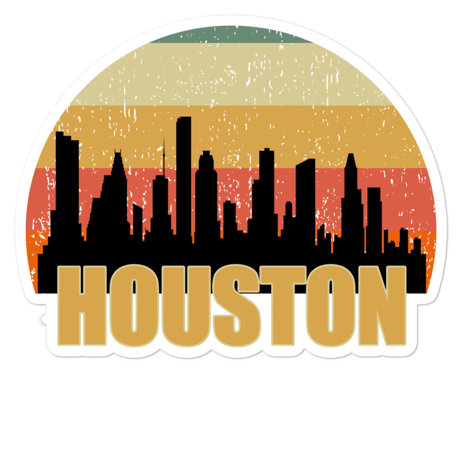 Houston Texas Skyline Silhouette Sticker, I Love Houston Sticker, H ...