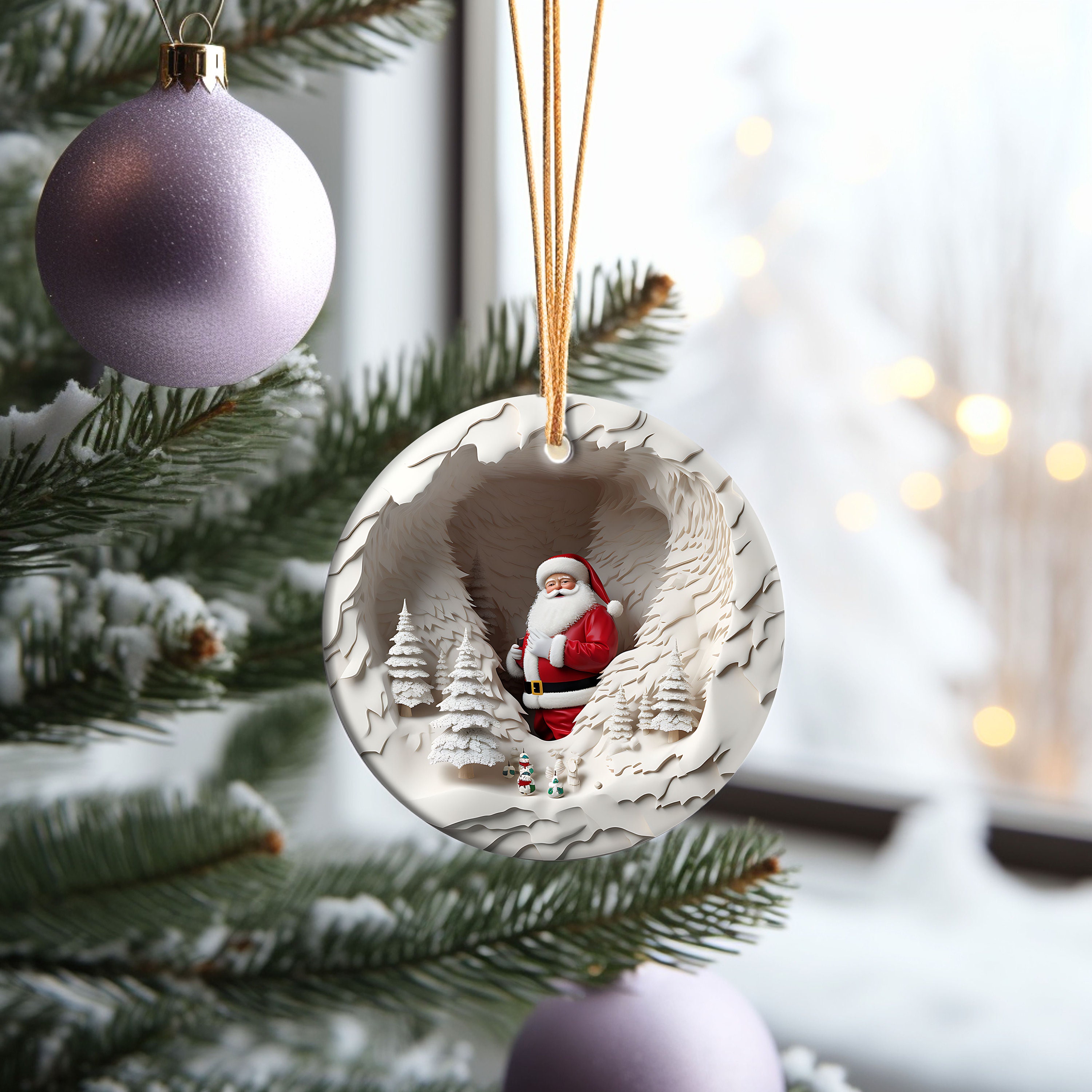 Santa Claus 3D Illusion Christmas Ornament, Holiday Decorations ...