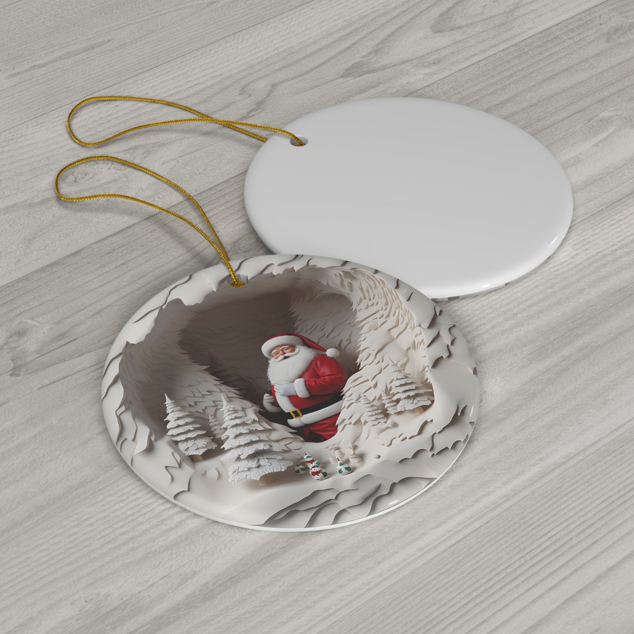 Santa Claus 3D Illusion Christmas Ornament, Holiday Decorations ...