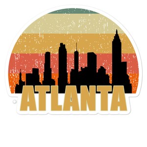 Atlanta GA Skyline Silhouette Sticker, the Big Peach Sticker, the ATL ...