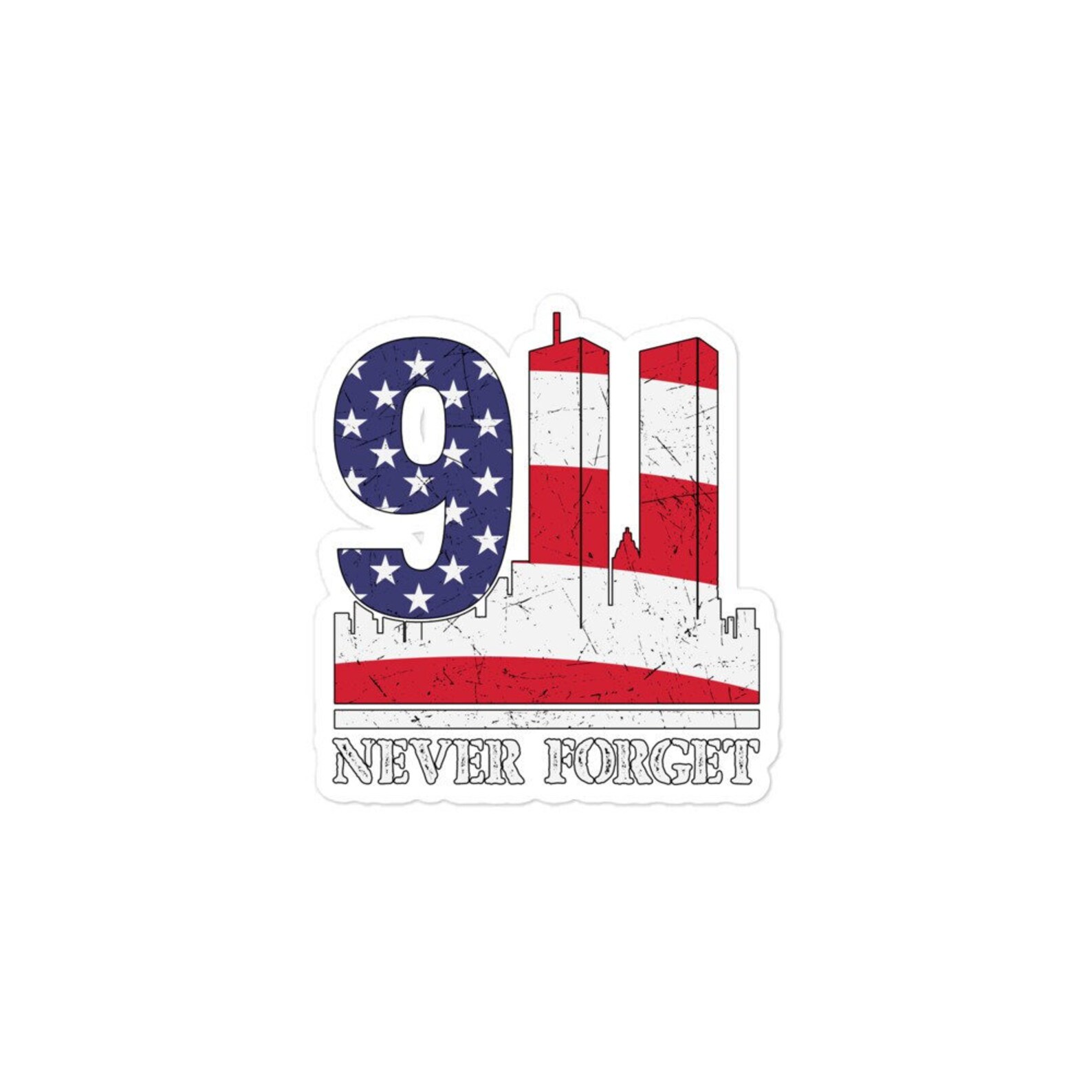 We Will Never Forget Sticker, 9/11 Sticker, 9-11 Sticker, American Flag ...