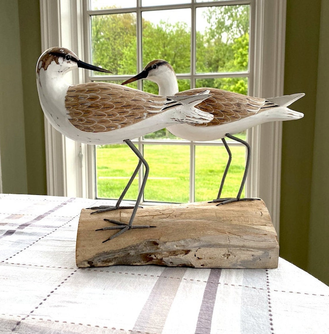 Wooden Sandpiper Pair 10.5" H X 14"l Hand Painted Wooden Birds - Etsy