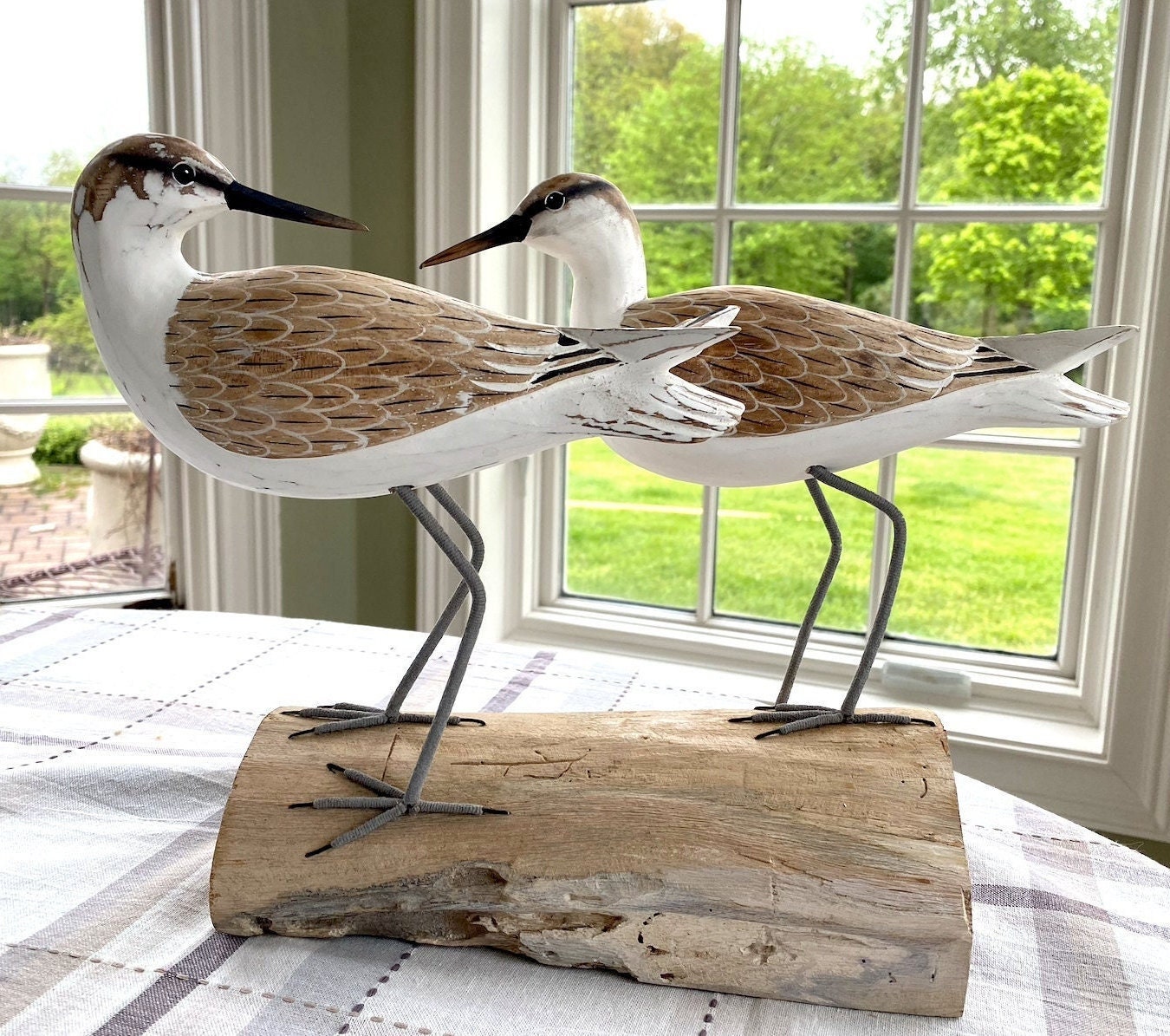 Wooden Sandpiper Pair 10.5" H X 14"l Hand Painted Wooden Birds - Etsy