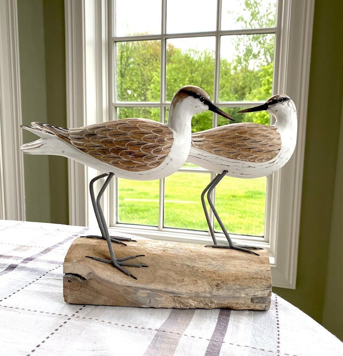 Wooden Sandpiper Pair 10.5" H X 14"l Hand Painted Wooden Birds - Etsy