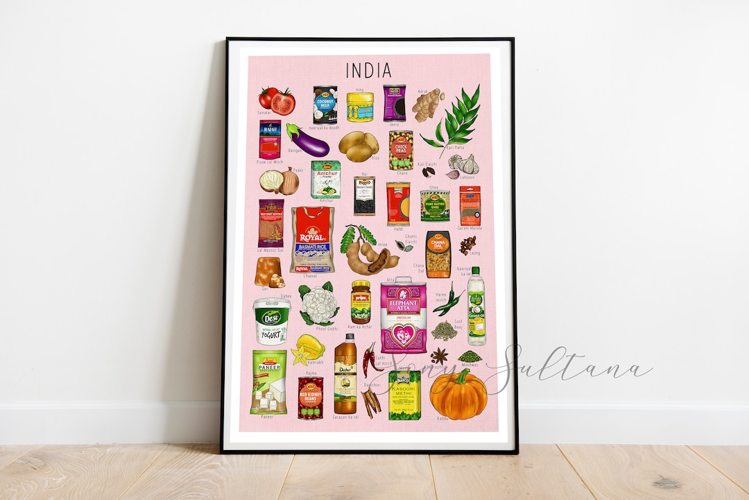 India Indian Cooking Kitchen in Colour Art Print / Wall Print / Wall ...