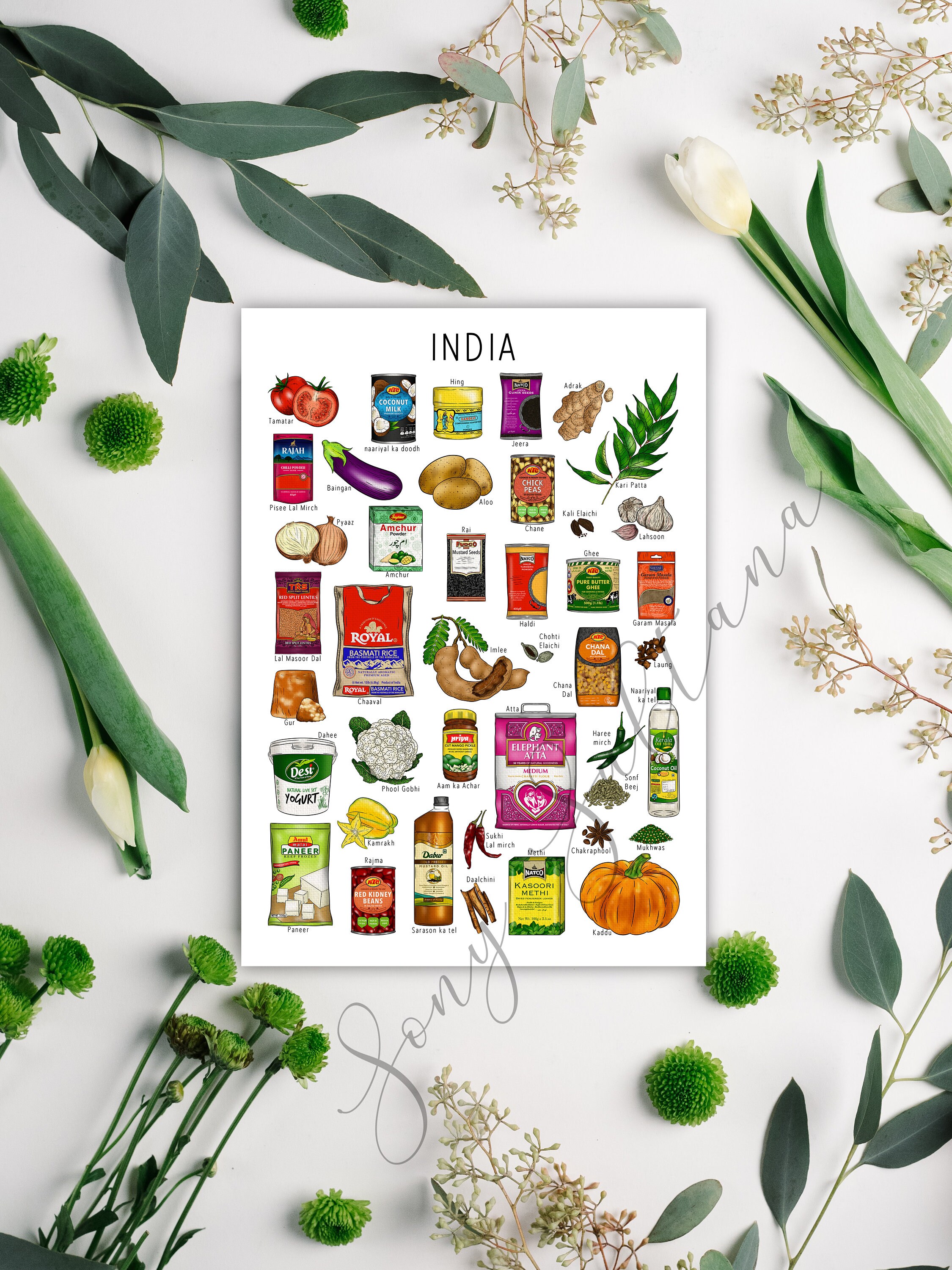 India Indian Cooking Kitchen in Colour Art Print / Wall Print - Etsy