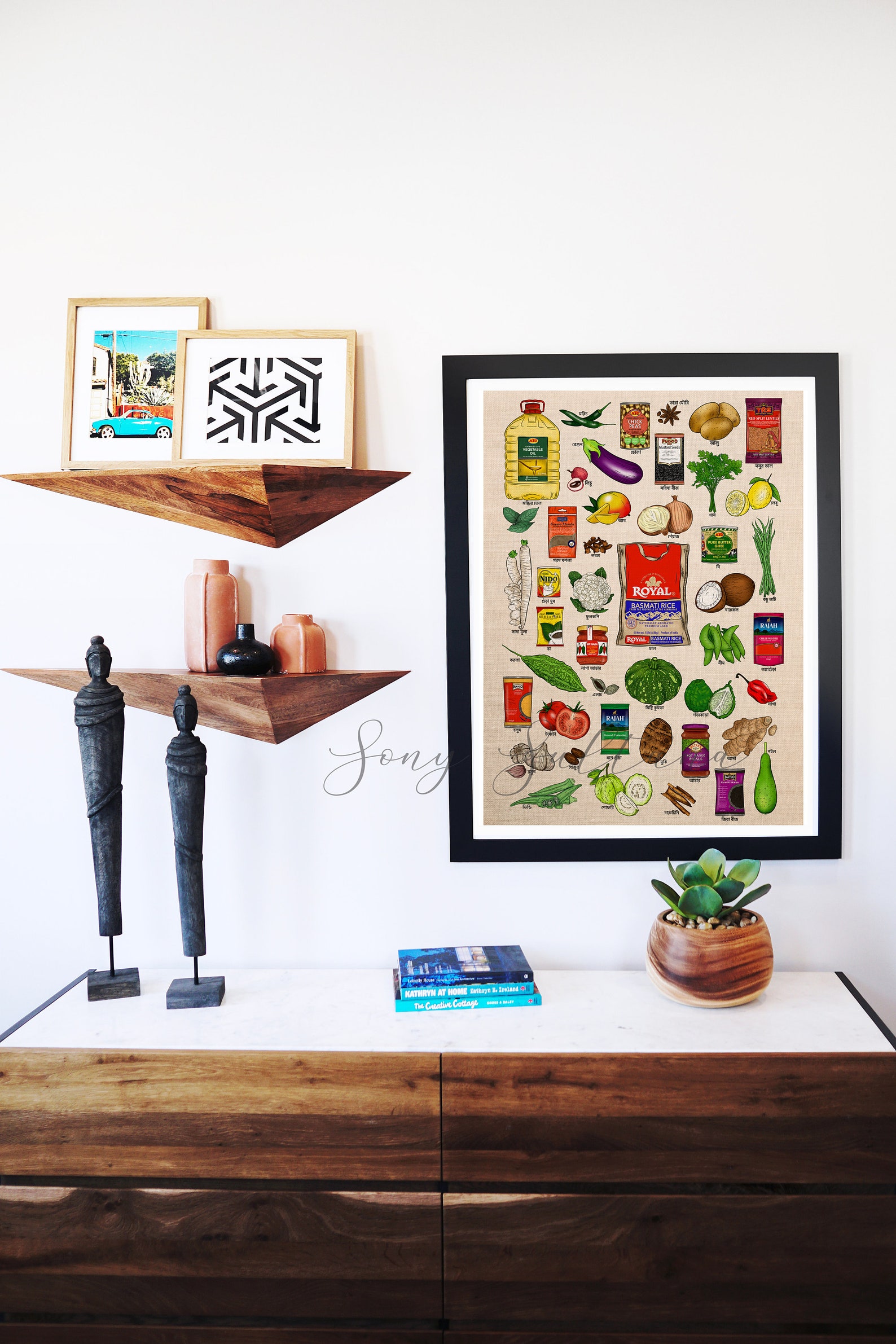 Bangladesh Bengali Cooking Kitchen in Colour Art Print / Wall Print ...