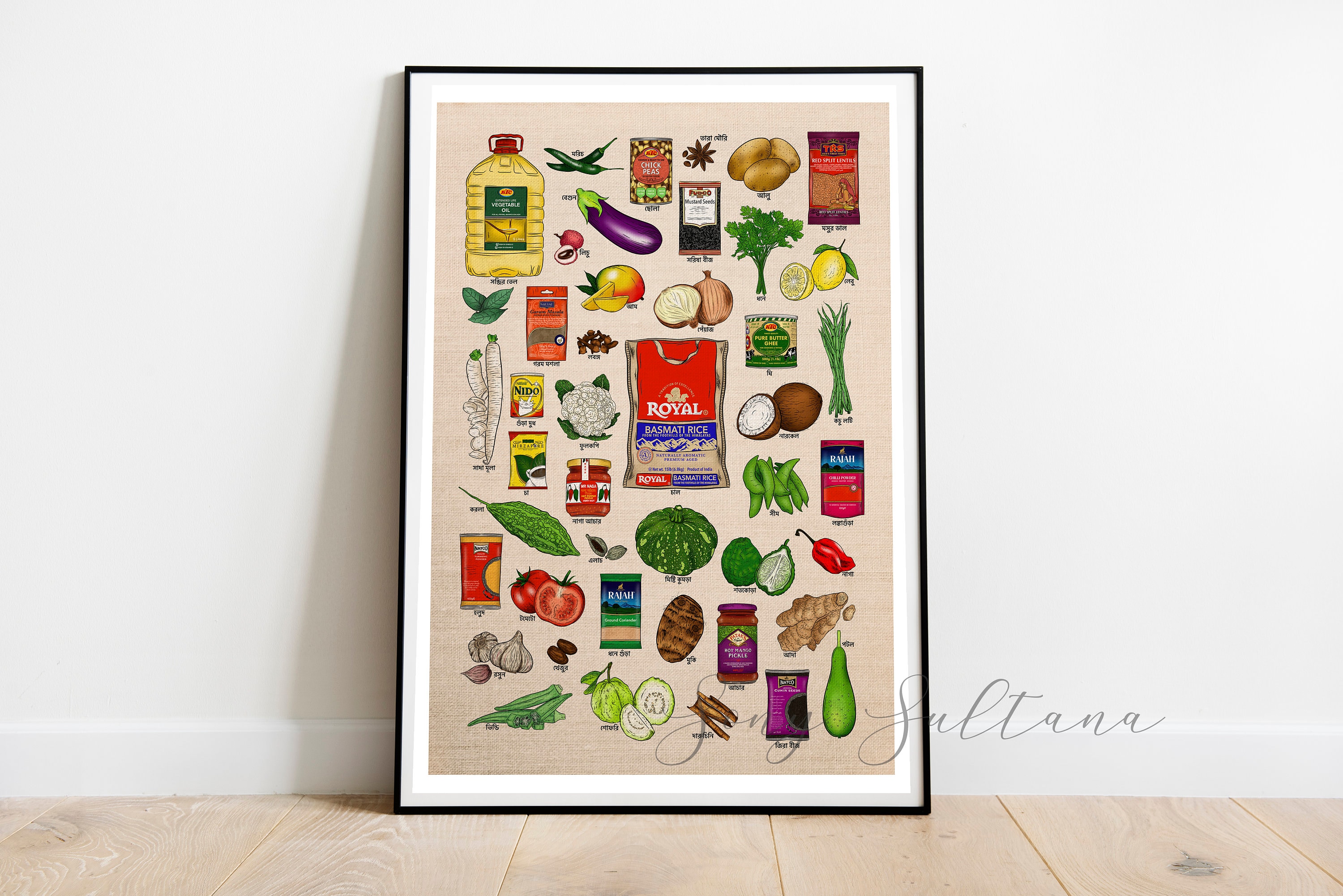 Bangladesh Bengali Cooking Kitchen in Colour Art Print / Wall Print ...